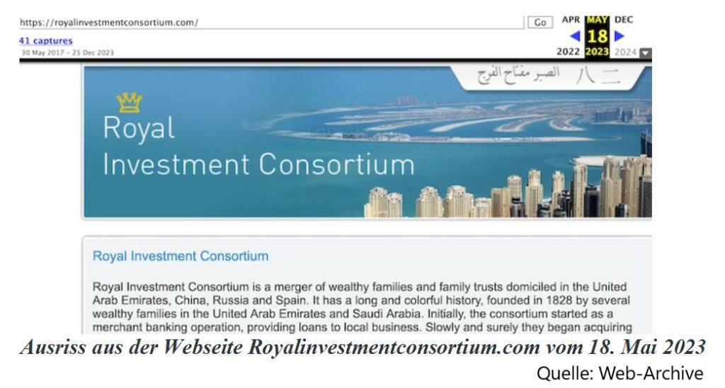 Royal Investment Consortium – Dr. Frank Janko Rottmann