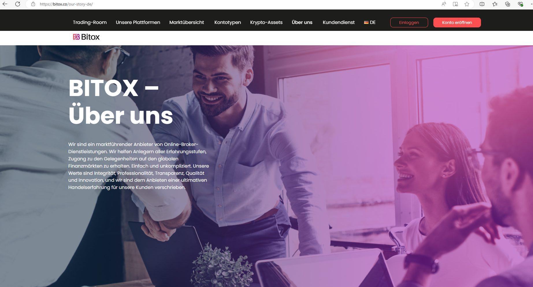 Anlagebetrug - Plattform Bitox - bitox.co